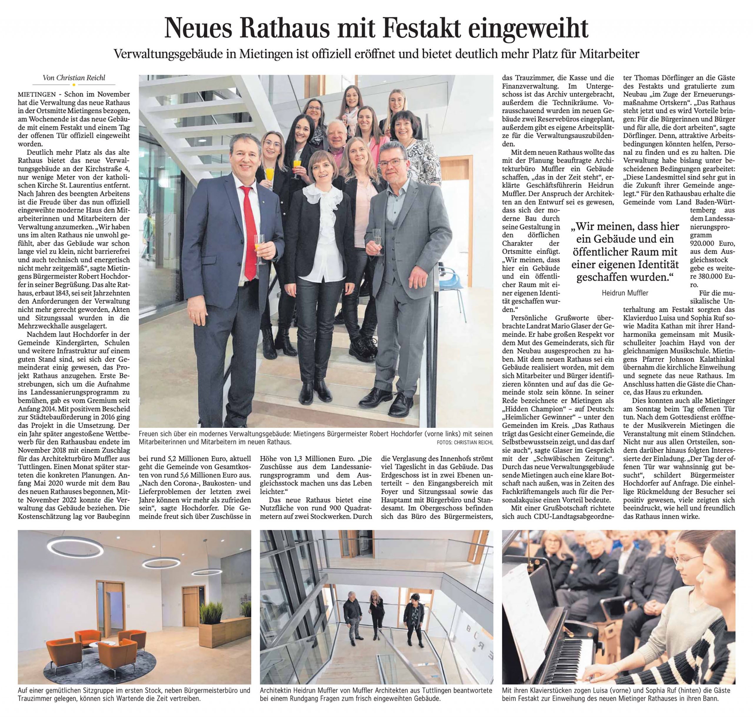 01.2023 - Feierliche Eröffnung Neubau Rathaus Mietingen - Muffler ...